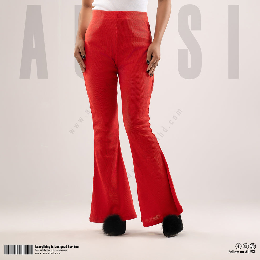 Flare Pants - Ribbed Cotton - Red – AURSI